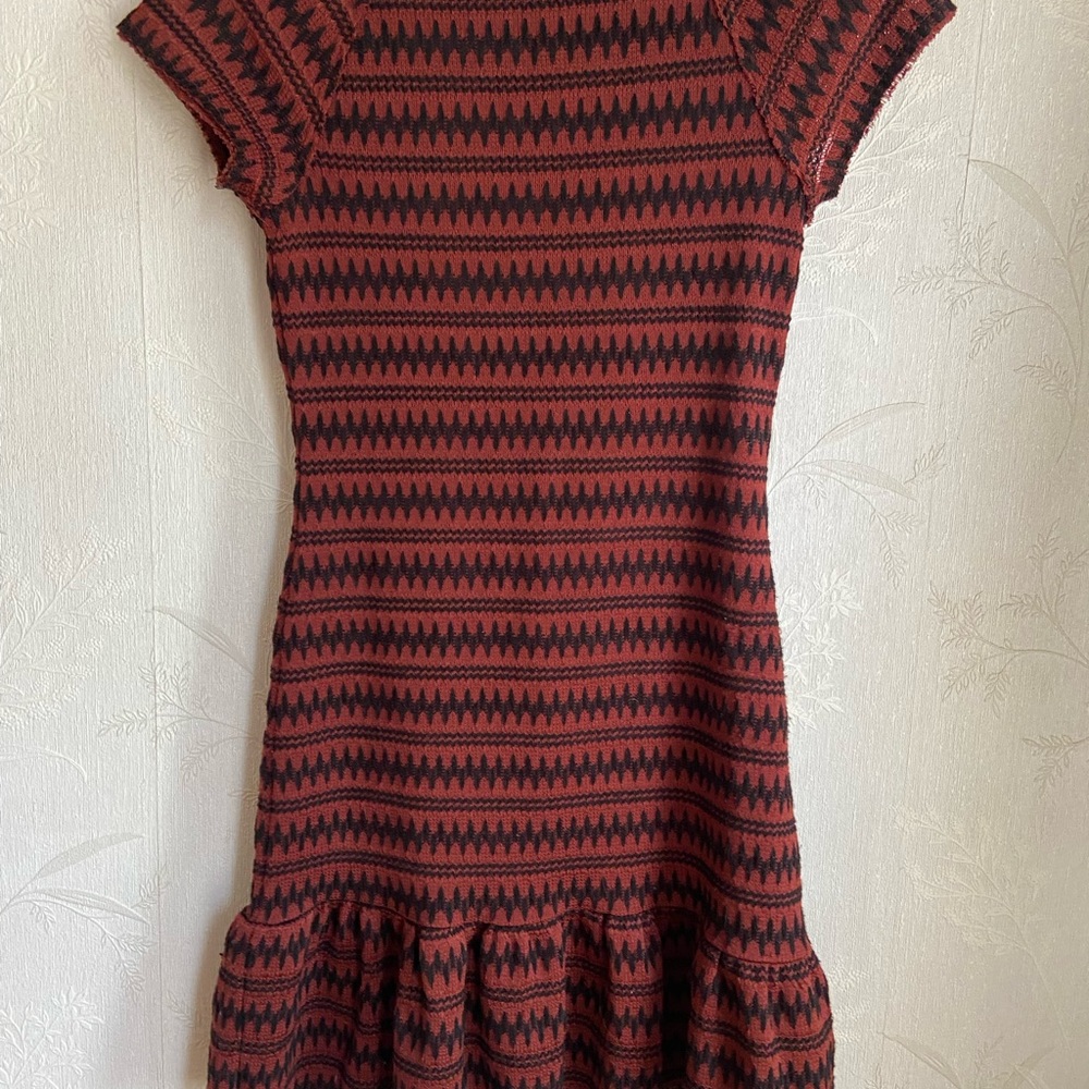 Free People Cozy Day Flounce Rust And Black Patterned… - Gem